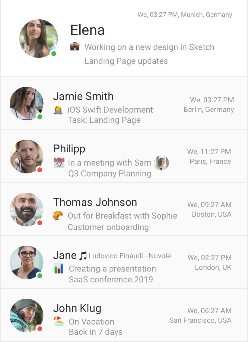 TeamStatus - Working remotely, your team next to you.